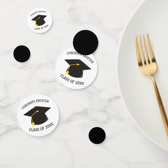 Custom Class of 20xx Black Graduation Cap Gift Confetti | Zazzle