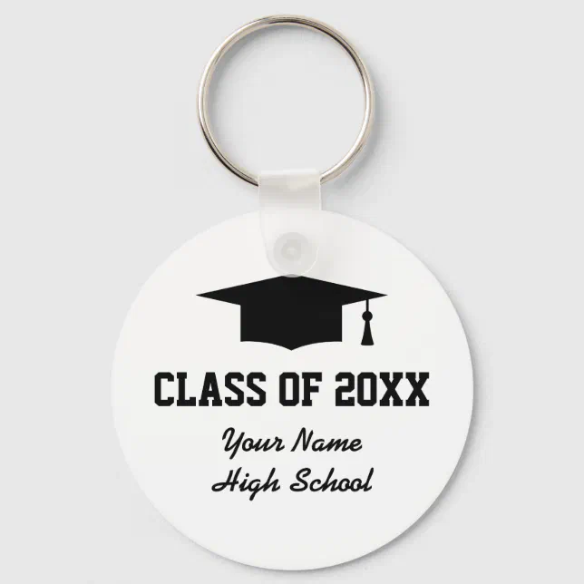 Custom class of graduation party favor keychains | Zazzle