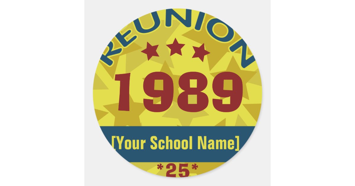 Custom Class Reunion Stars Classic Round Sticker | Zazzle