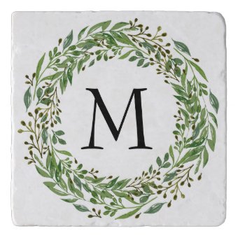 Custom Classic Green Laurel Wreath Leaves Pattern Trivet | Zazzle