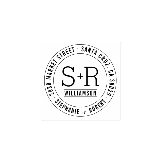 Custom Classic Initials Wedding Return Address Rubber Stamp | Zazzle