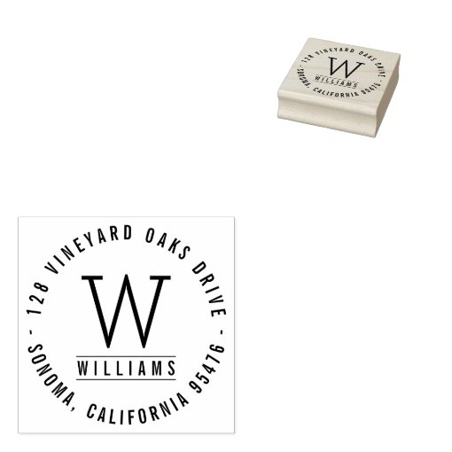 Custom Classic Monogram Return Address Rubber Stamp | Zazzle