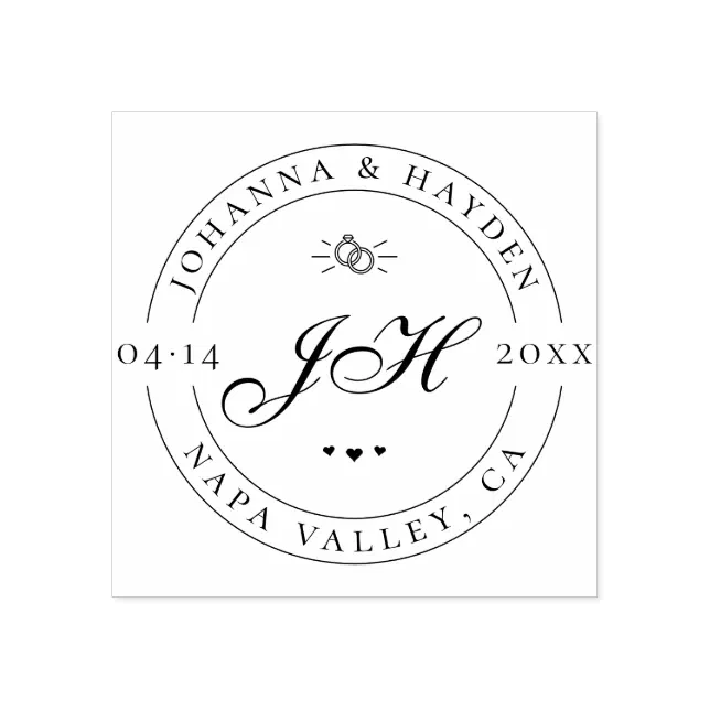 Custom Classic Script Initials | Save The Date Rubber Stamp | Zazzle