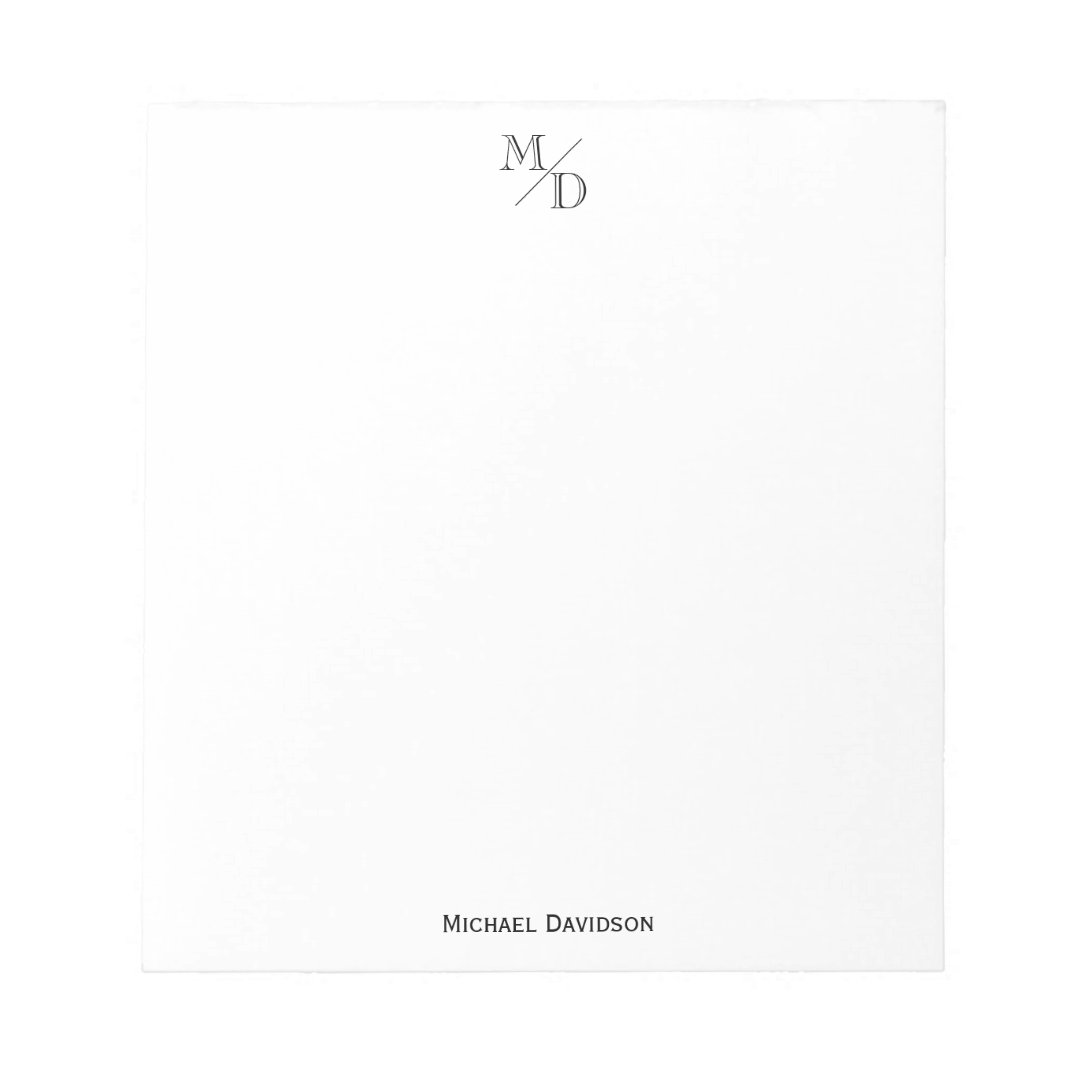 Custom Classic Simple Modern Elegant Monogram Name Notepad | Zazzle
