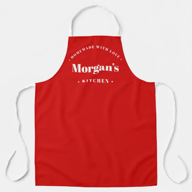 Custom Classic Simple Typography White on Red Apron | Zazzle