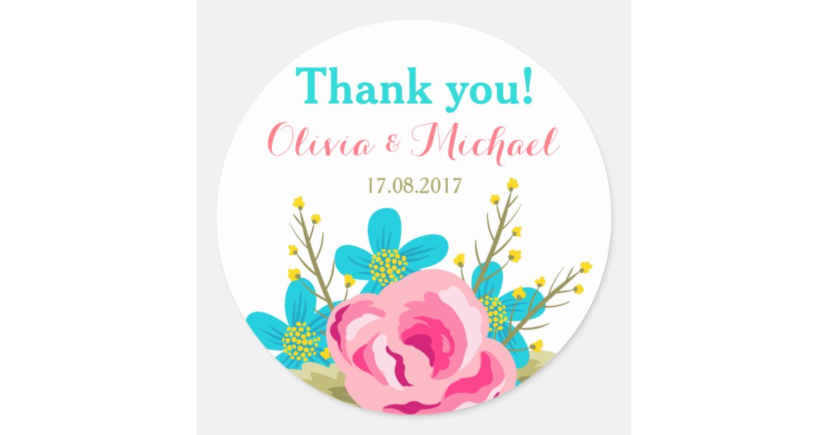 Custom classic sticker with flowers | Zazzle