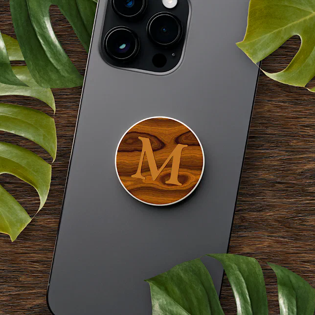Custom Classy Faux Brown Woodgrain Texture Pattern PopSocket | Zazzle