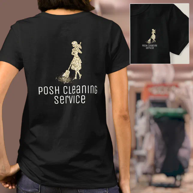Custom Cleaning Service Housekeeping Gold Glitter T-Shirt | Zazzle