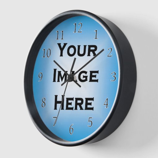 Custom Clock With Thin Black Numbers White Edged | Zazzle
