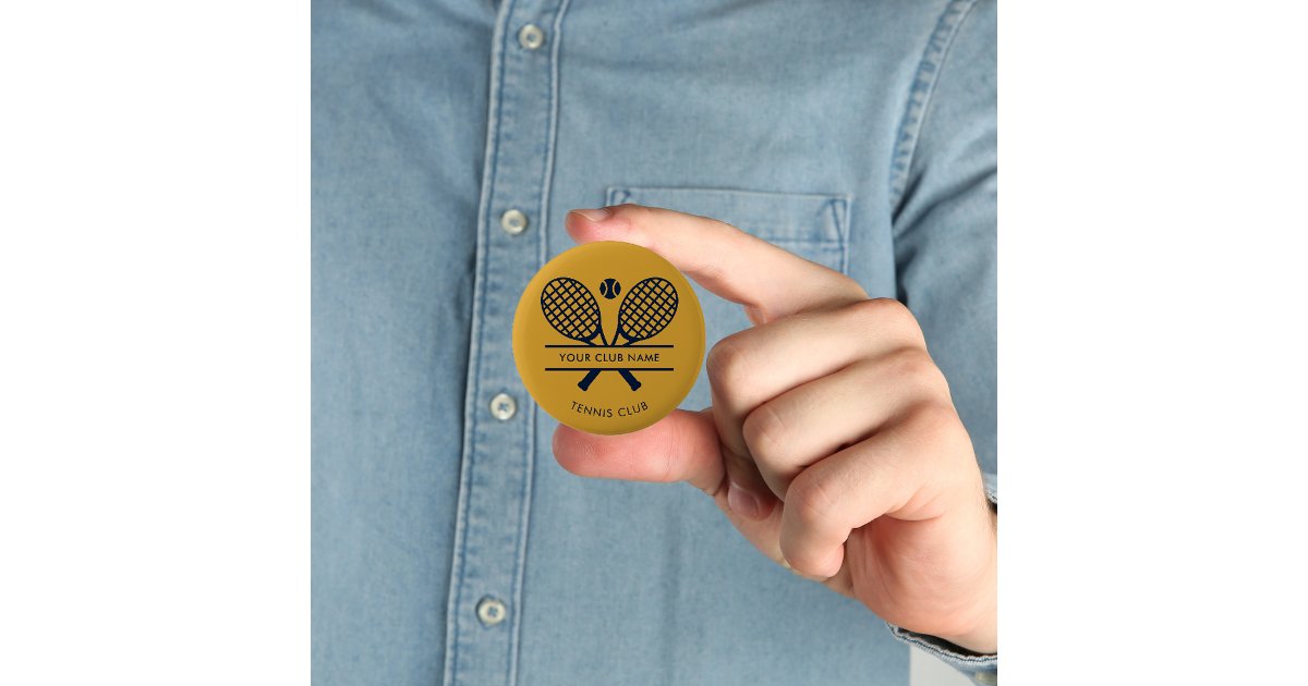 Custom Club Name Lawn Tennis Icons Sports Button | Zazzle