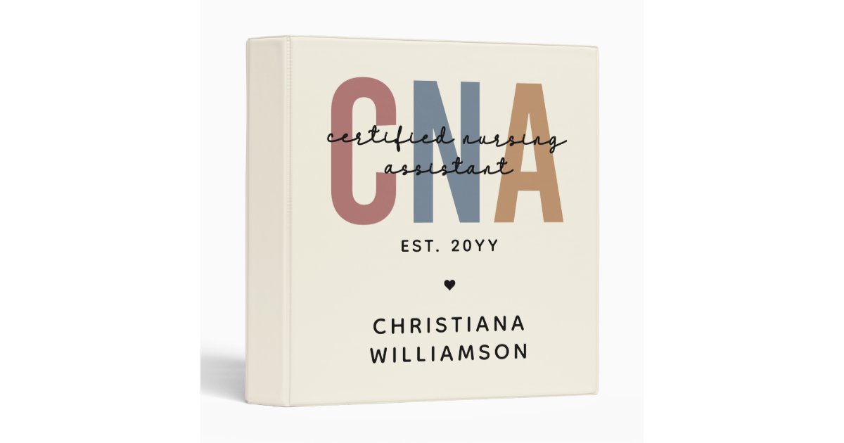 Custom CNA Retro Certified Nursing Assistant Gifts 3 Ring Binder | Zazzle