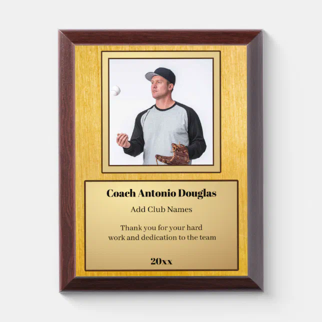 Custom Coach Photo & appreciation Message Award Plaque | Zazzle