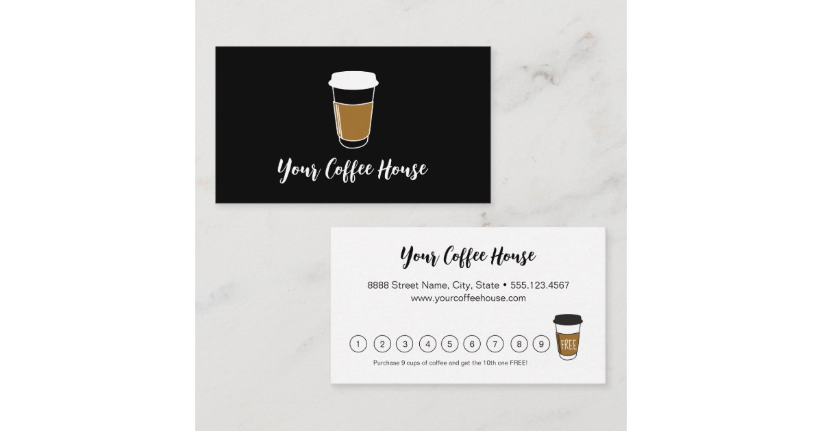 Custom Coffee House Name Stamp loyalty card | Zazzle