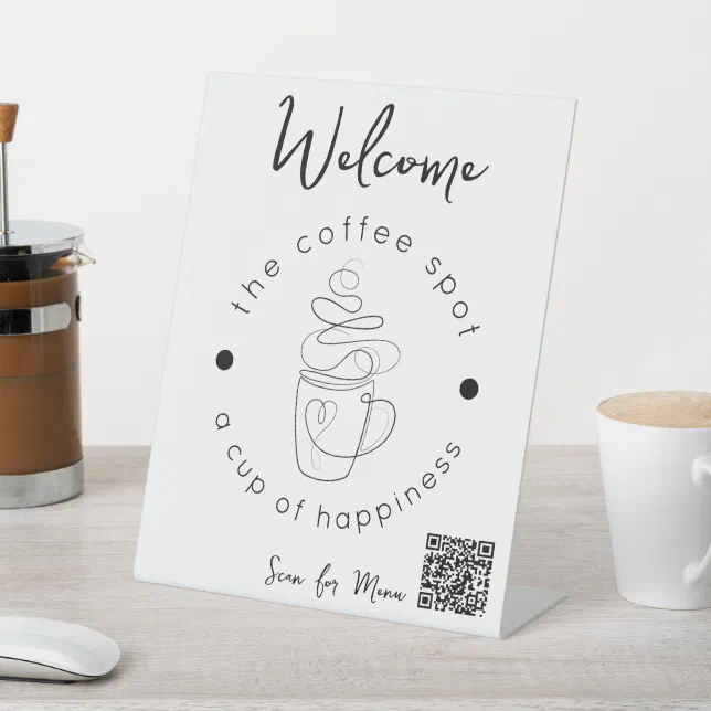 Custom Coffee Shop Add Your Logo Modern Minimalist Pedestal Sign | Zazzle