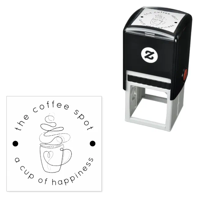 Custom Coffee Shop Add Your Logo Modern Minimalist Self-inking Stamp ...
