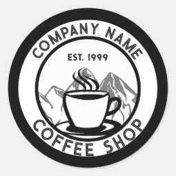 Custom Coffee Shop Logo Classic Round Sticker | Zazzle