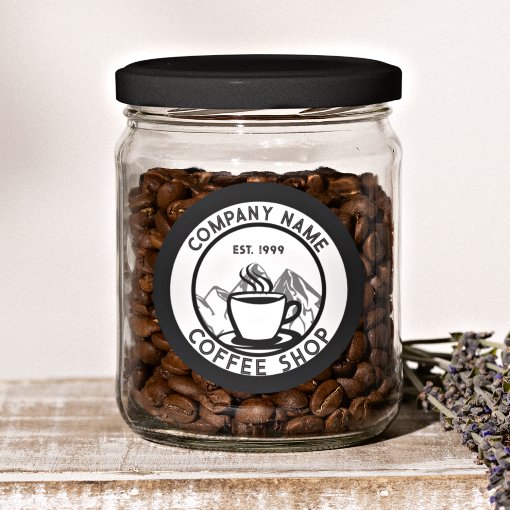 Custom Coffee Shop Logo Classic Round Sticker | Zazzle