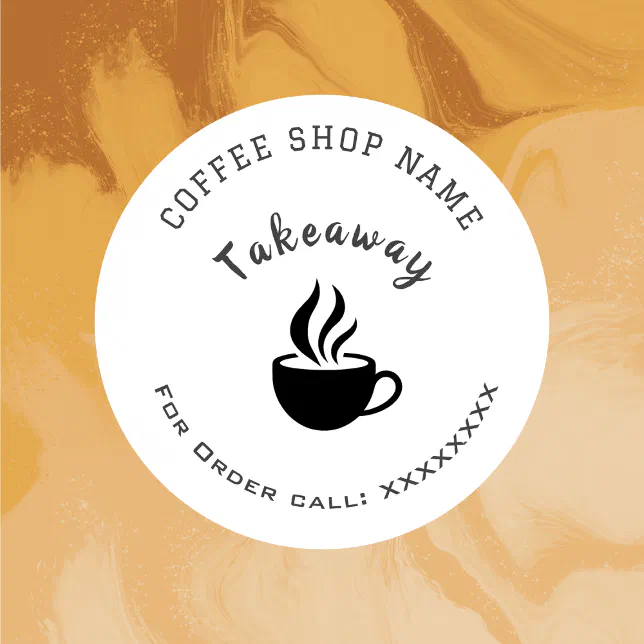 Custom coffee shop Takeaway/Order Business sticker | Zazzle