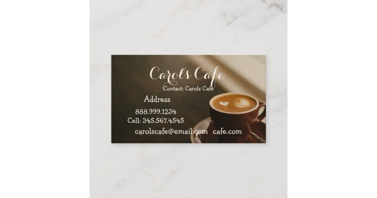Custom Coffeehouse Cafe Coffee Shop Business Card | Zazzle