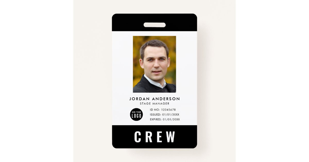 Custom Color Add Logo Photo CREW Pass Badge | Zazzle