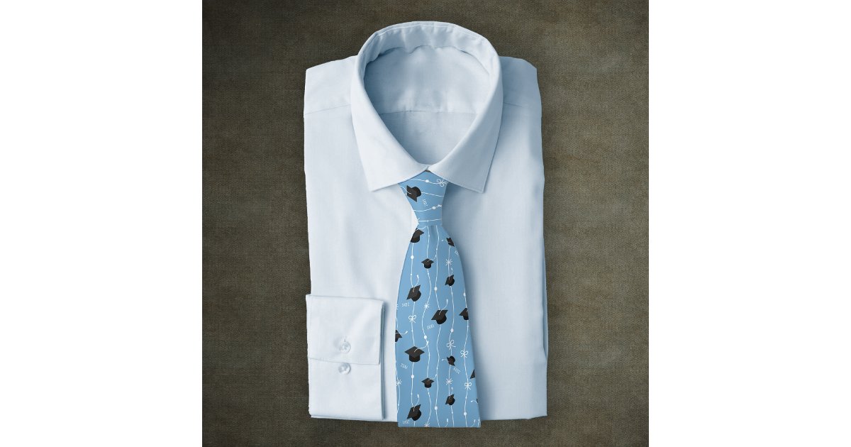 Custom Color and Year Graduation Caps and Ribbon Neck Tie | Zazzle