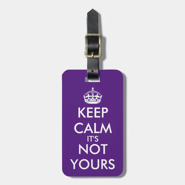 Custom color background Keep Calm luggage tags | Zazzle