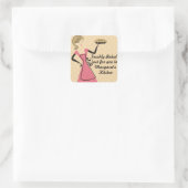 custom color bakery retro baking pie girl square sticker | Zazzle