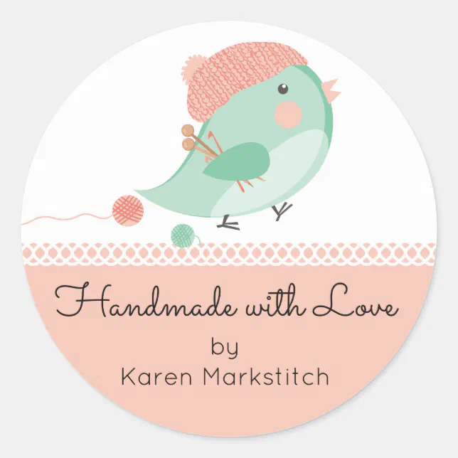 Custom color bird knitting needles crochet hooks classic round sticker ...
