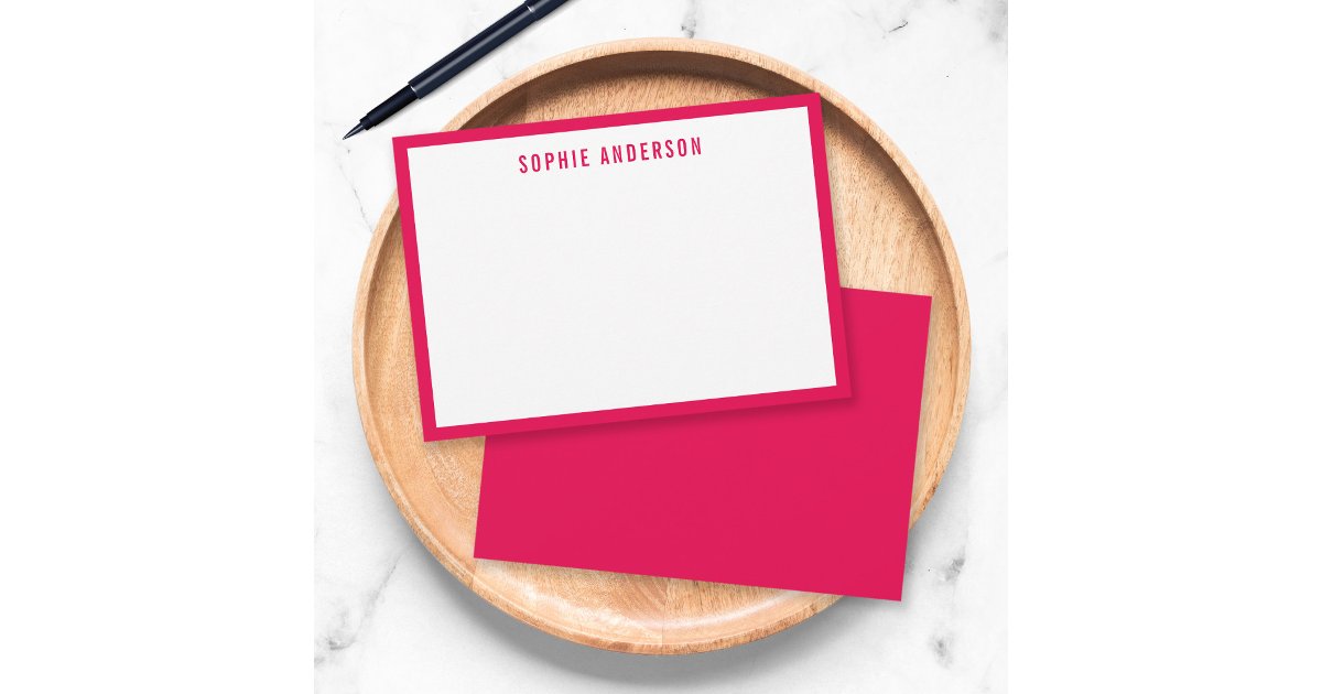 Custom Color Border Modern Bold Personalized Note Card | Zazzle