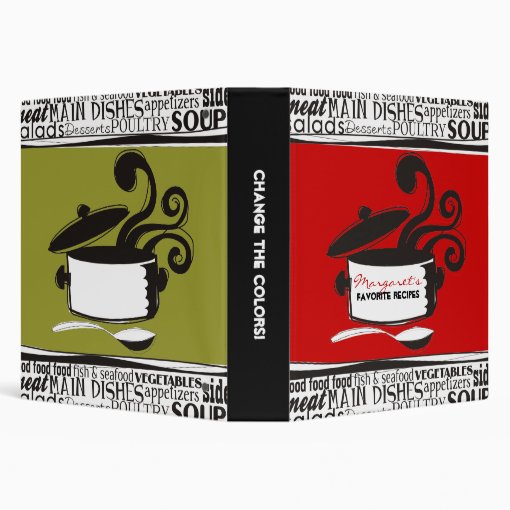 Custom color cooking pot aromas recipe binder | Zazzle