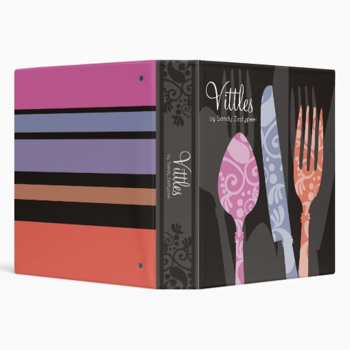 Custom color eating utensils recipe cookbook binder | Zazzle