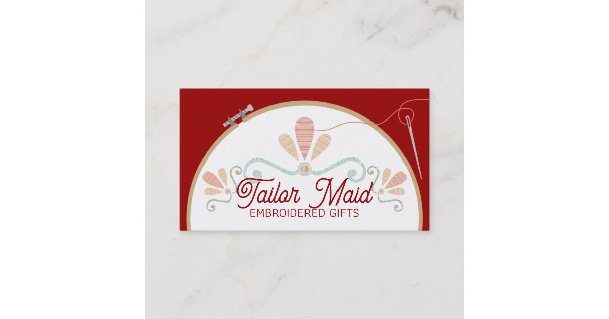 Custom color embroidery hoop needle thread business card | Zazzle