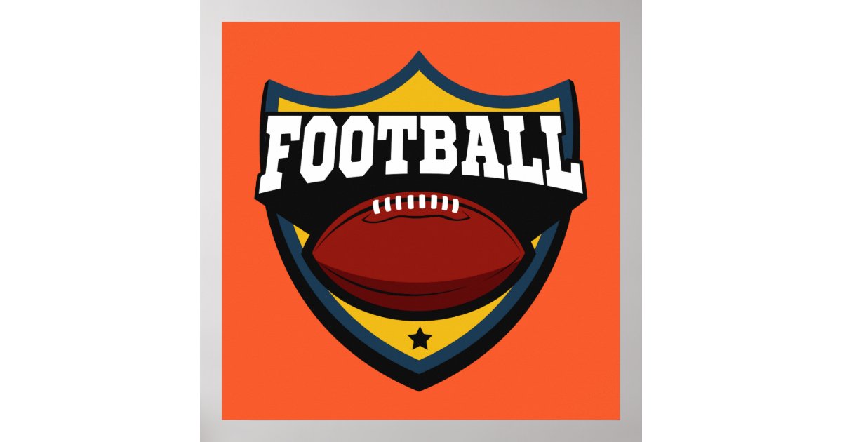 Custom color Football Logo poster | Zazzle