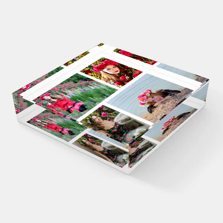 Custom Color Four Photo Collage Paperweight | Zazzle