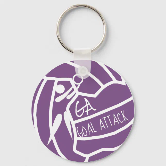 Custom Color Goal Attack GA Netball Clipart Keychain | Zazzle