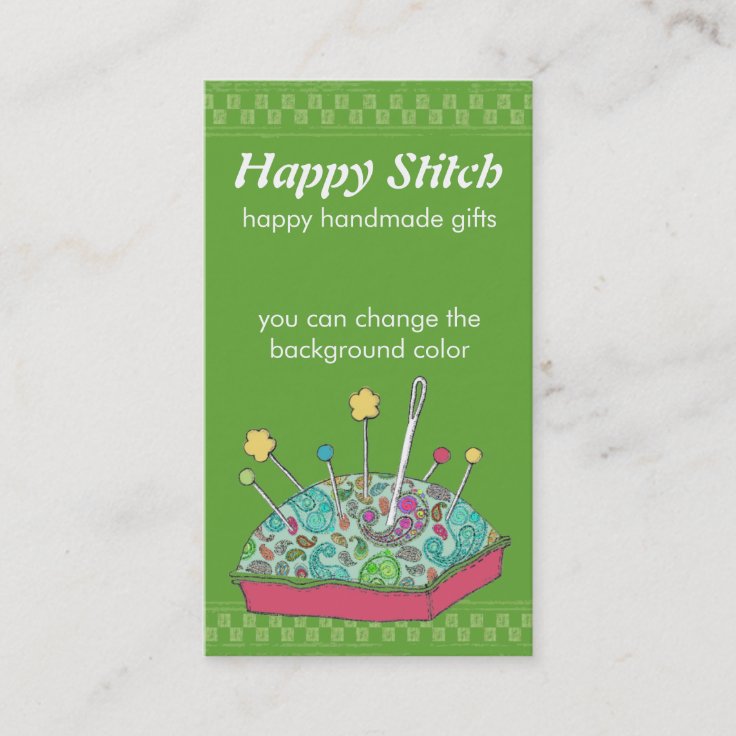 custom color hand drawn paisley sewing pincushion business card | Zazzle