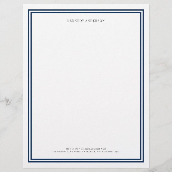 Custom Color Modern Classic Borders Personalized Letterhead | Zazzle.com