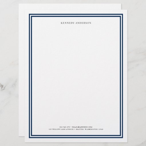 Custom Color Modern Classic Borders Personalized Letterhead | Zazzle
