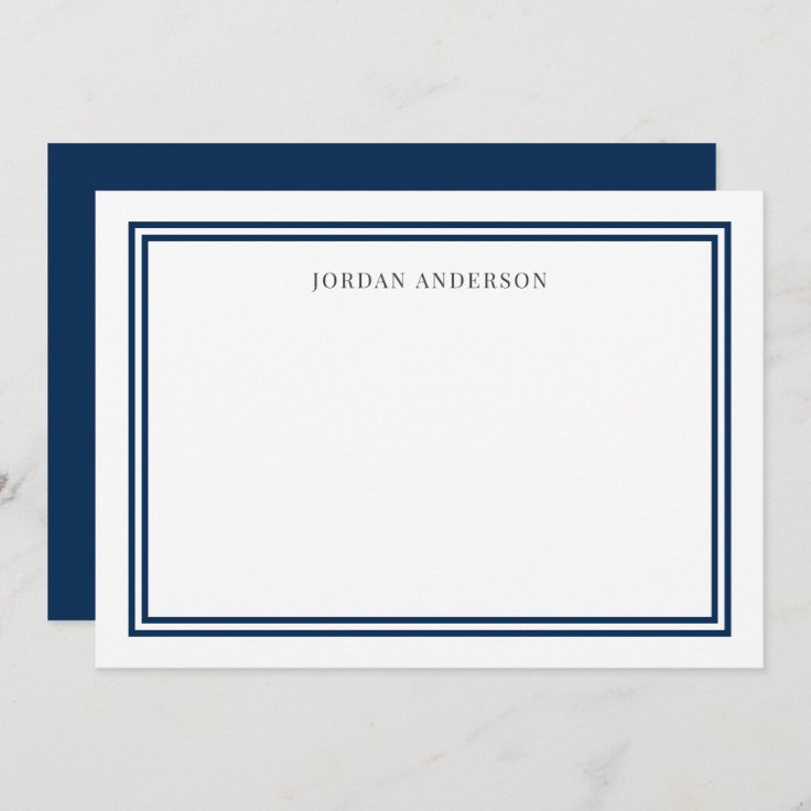 Custom Color Modern Classic Borders Personalized Note Card | Zazzle