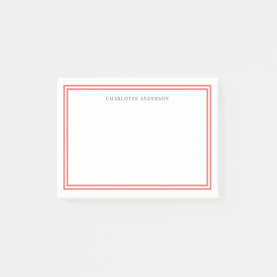 Custom Color Modern Classic Borders Personalized Post-it Notes | Zazzle