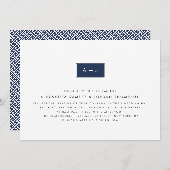 Custom Color Modern Monogram Wedding Invitation | Zazzle.com
