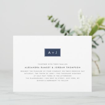 Custom Color Modern Monogram Wedding Invitation | Zazzle