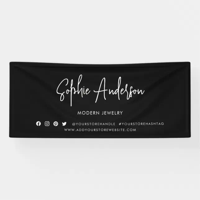 Custom Color Modern Script Social Media Marketing Banner | Zazzle