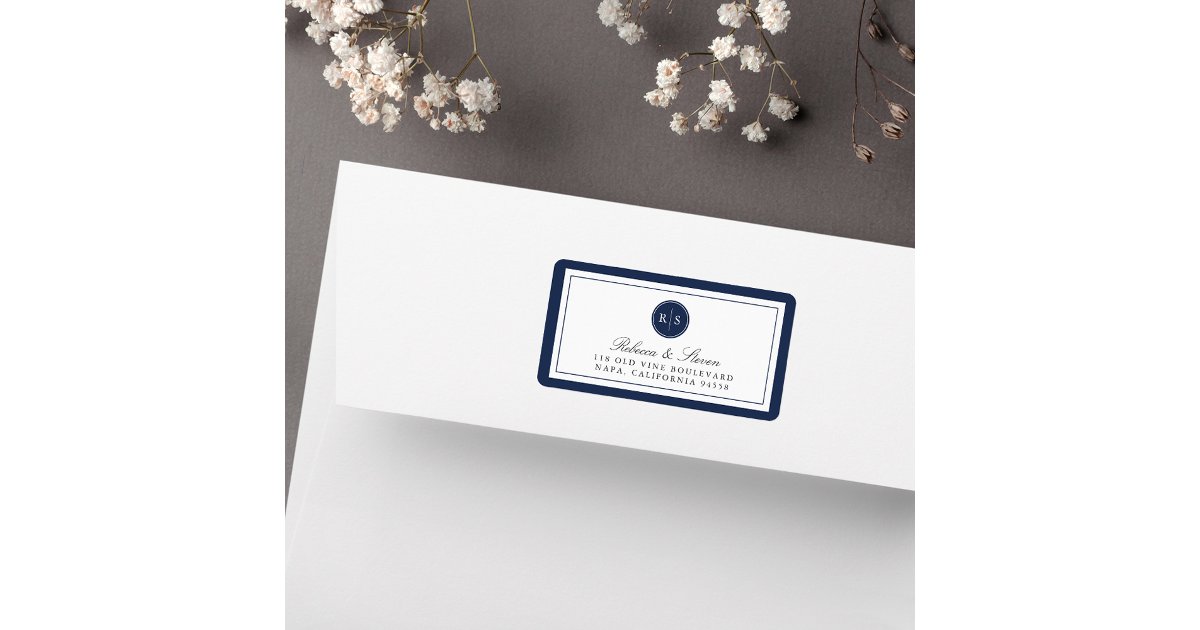 Custom Color Monogram Return Address Label | Zazzle