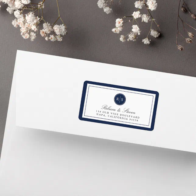 Custom Color Monogram Return Address Label | Zazzle