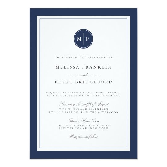 Custom Color Monogram Wedding Invitation | Zazzle.com