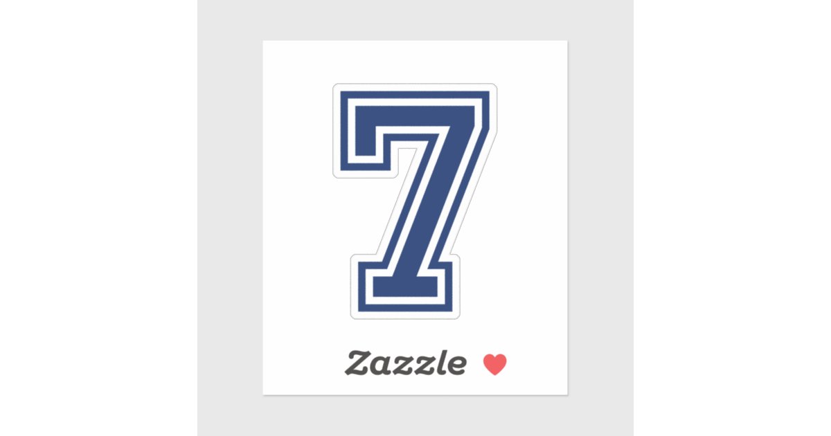 Custom color number seven 7 sports college font sticker | Zazzle