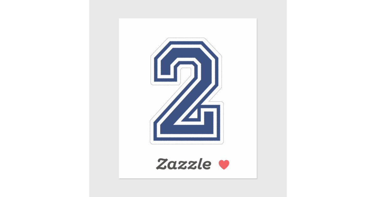 Custom color number two 2 sporty college font sticker | Zazzle