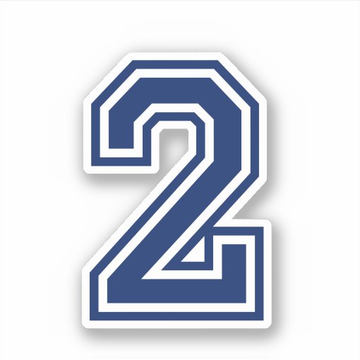 Custom color number two 2 sporty college font sticker | Zazzle