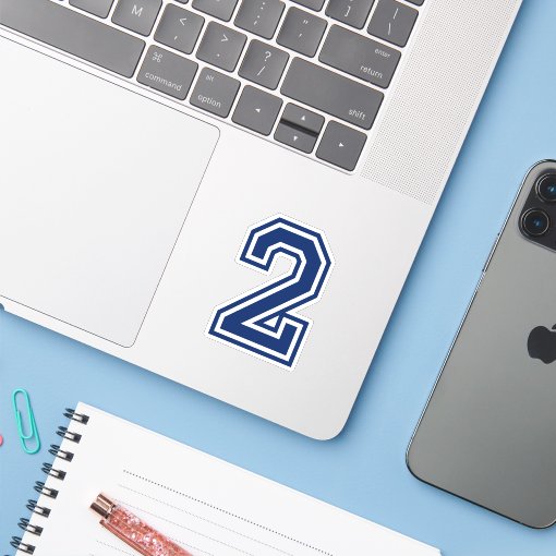 Custom color number two 2 sporty college font sticker | Zazzle